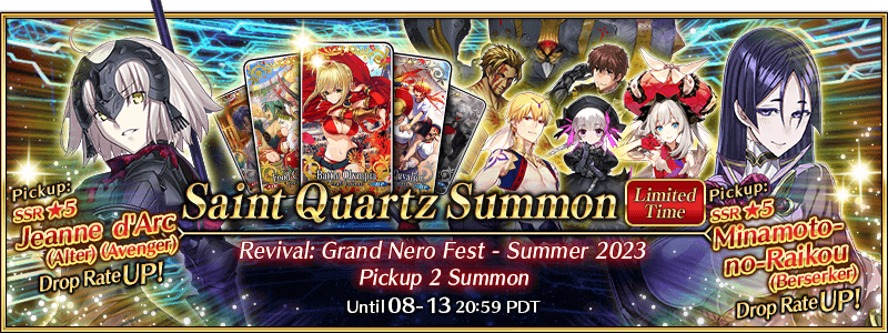 Revival: Grand Nero Fest - Summer 2023 Pickup 2 Summon (Daily) | Fate Grand Order Wiki - GamePress